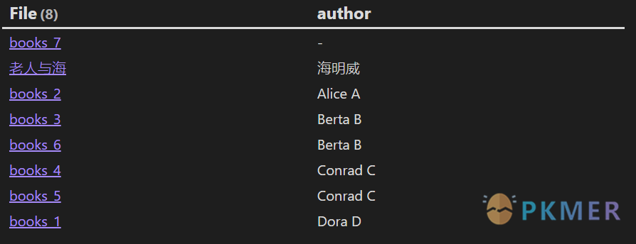 PKMer_Dataview 表格进阶查询示例